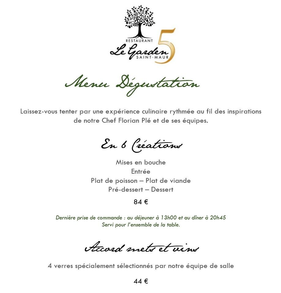 Menu Dégustation – Le Garden